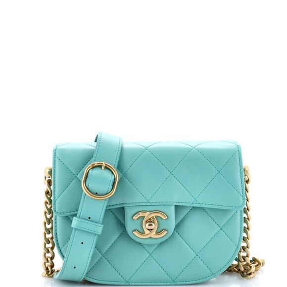 CHANEL | Bags | Chanel Moon Flap Messenger Bag Quilted Calfskin Mini ...